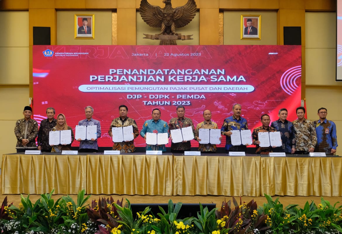 DJP-DJPK Bersama 133 Pemda Tanda Tangani PKS Tripartit Tahap V